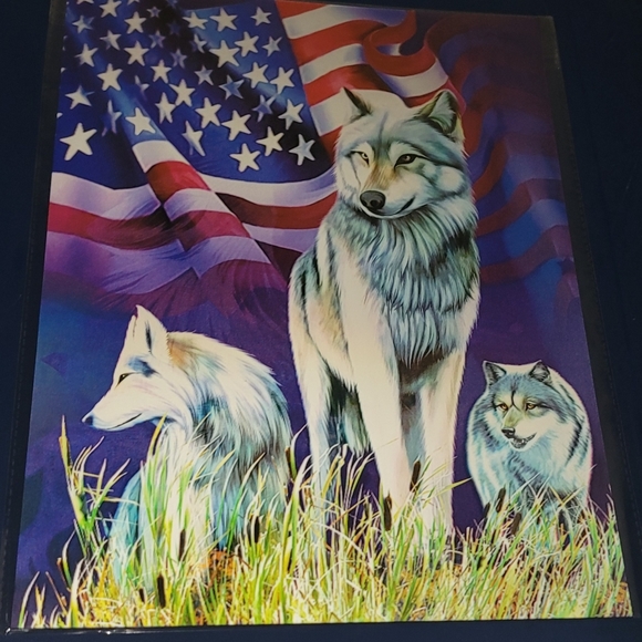 Wall Decor | American Flag Wolves 3d Holographic Lenticular Poster ...